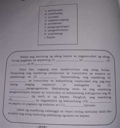 Punan Ng Mga Salita Ang Patlang Upang Mabuo Ang Konsepto Ng Aralin