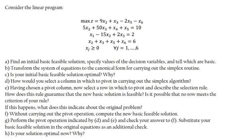 solved consider the linear program