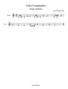 Partitura Cumpleaños Feliz para Violín Partituras Online