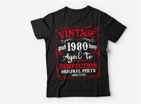 Vintage 1980 Aged To Perfection Birthday Tshirt Design By Pikxort