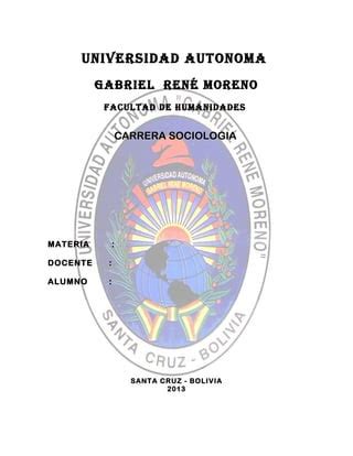 Caratula Sociologia Uagrm PDF
