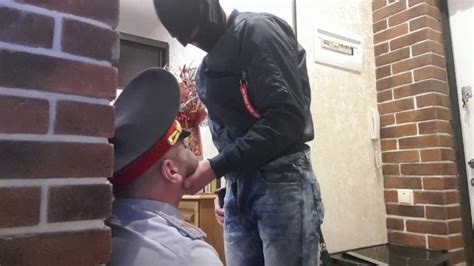 Tough Skinhead From The Threshold Fucks The Throat Of A Policeman With