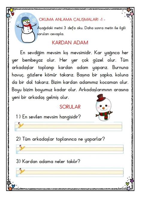 S N F Okuma Anlama Metinleri Adet Etkinlikhane Artofit