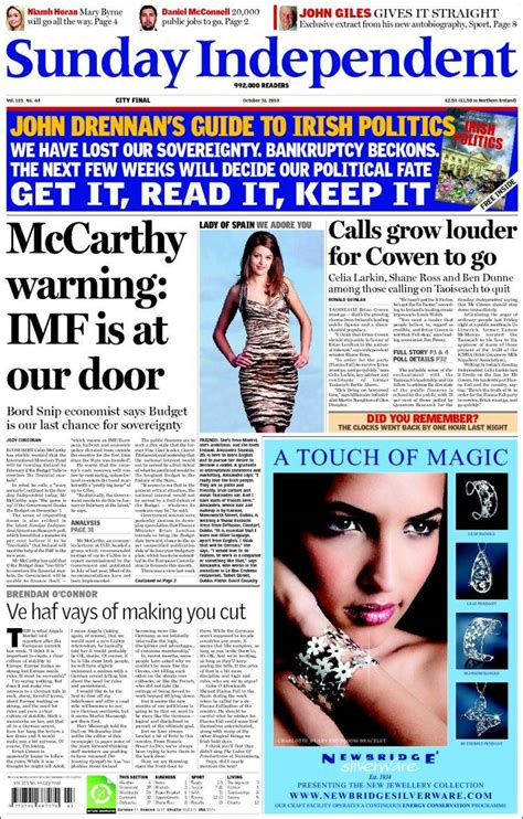 Newspaper Irish Independent Ireland Newspapers In Ireland Sunday S