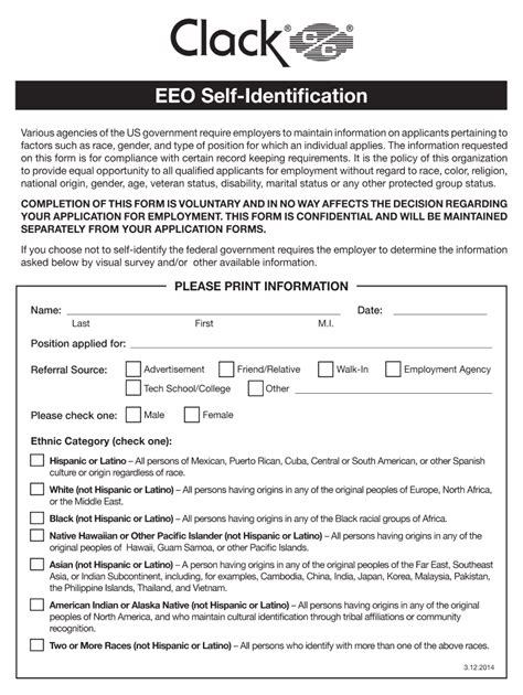 Fillable Online EEO Self Identification ClackCorp Fax Email Print