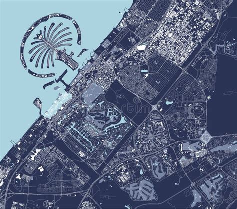 Map Of The City Of Dubai United Arab Emirates UAE Stock Vector