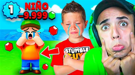 HICE LLORAR al NIÑO PRO por GASTAR SUS GEMAS en STUMBLE GUYS YouTube