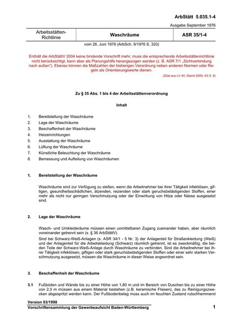 ASR 35 1 4 Gewerbeaufsicht Baden Württemberg