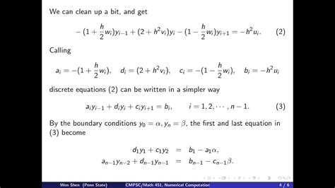 ch10 5 finite difference method for two point boundary value problem wen shen youtube