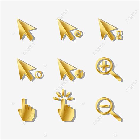 Click Mouse Cursor Vector Hd Images Mouse Cursor Icons Set Golden Icon