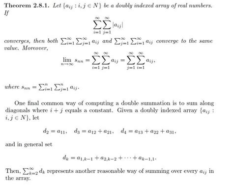 convergence of a double summation using diagonals