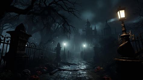 Gloomy Night In Cemetery Unreal Engine 5 Horror Game Premium AI
