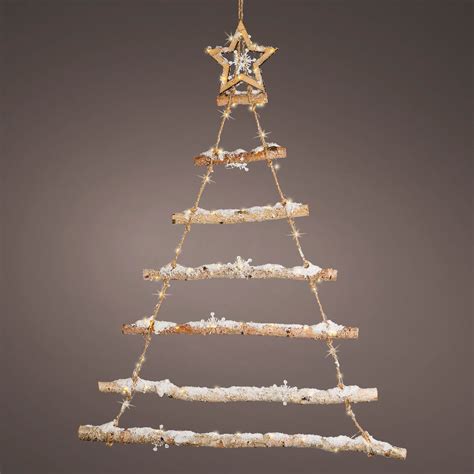 Sapin lumineux à suspendre à piles H90 cm Star givré Blanc chaud