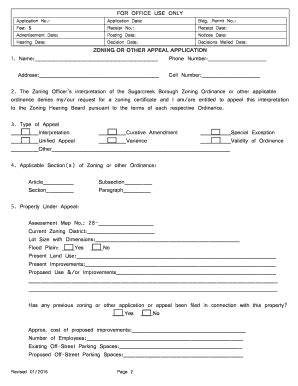 Fillable Online Zoning Appeal Application Zoning Appeal Application