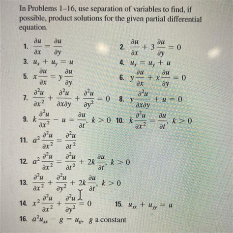 solved in problems 1 16 use separation of variables to