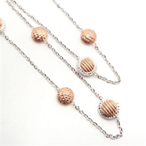 Collana Lunga Oro Bianco E Rosa Italiaoro