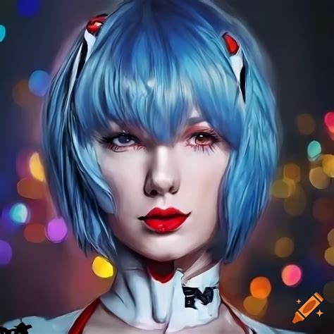 Portrait Of Rei Ayanami Cosplay By Taylor Swift With Detailed Features And Seductive Smirk On