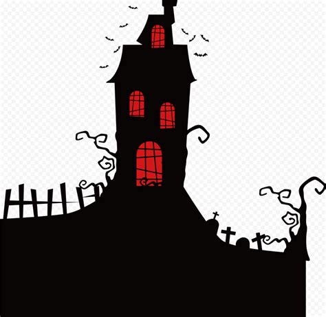 HD Halloween Spooky Castle House Black Silhouette PNG Citypng