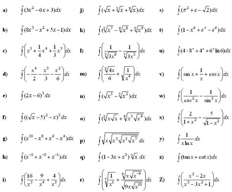 math exercises and math problems indefinite integral of a function