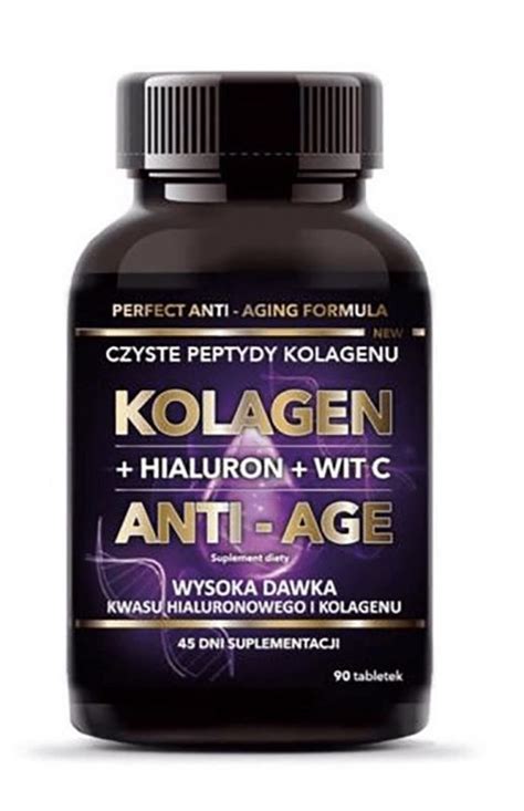 Kolagen z kwasem hialuronowym i witaminą C 90 tabletek Preparaty