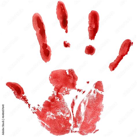 Bloody Hand Print Isolated On White Background Handprint Blood Smeared