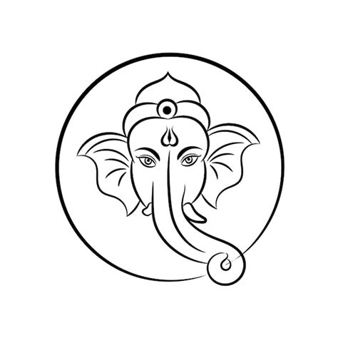 Premium Vector Lord Ganesha Face Illustration Outline