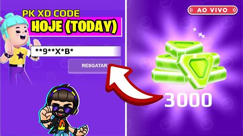 PK XD CÓDIGO de 3000 GEMAS GRÁTIS TOTAIS AGORA AO VIVO LIVE YouTube