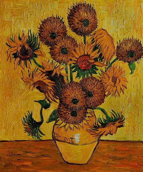 Vase With Fifteen Sunflowers By Van Gogh Canvas Painting For Sale At