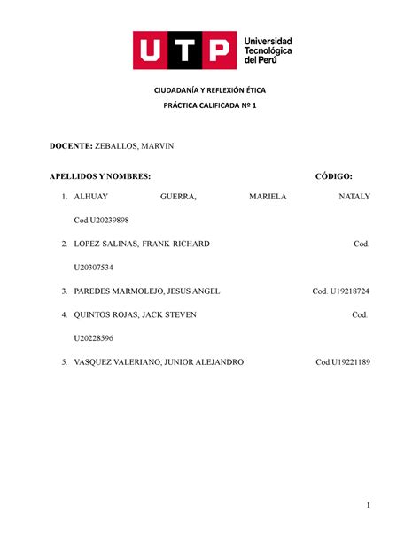 AC S08 Semana 8 Práctica Calificada 1 CIUDADANÍA Y REFLEXIÓN