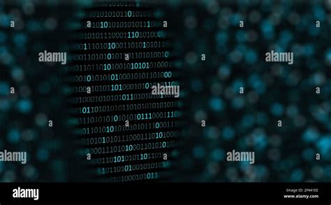 blurred digital background with selective focus in binary codes lines or zero one digits