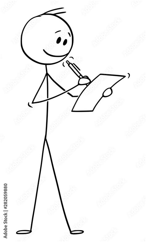 Vector Cartoon Stick Figure Drawing Conceptual Illustration Of Smiling