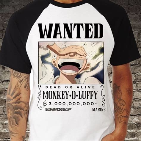 Camisa Camiseta Unissex One Piece Luffy Nika Gear Wanted Anime
