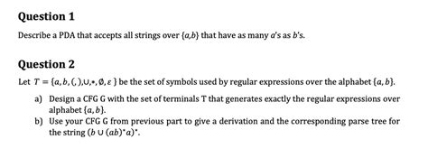 solved question 1 describe a pda that accepts all strings