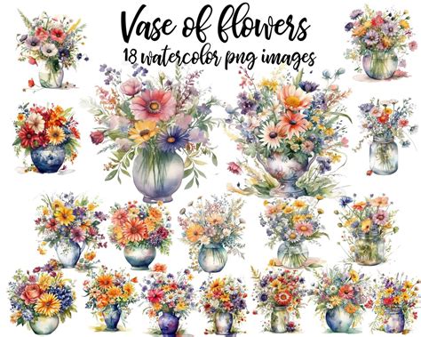 Flower Vase Clipart Flower Watercolor Floral Set Clipart Vase Of
