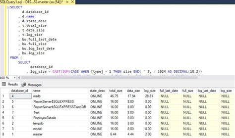 how to check the size of a table in sql server