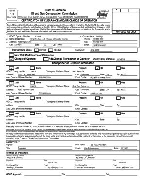 Fillable Online Cogcc State Co Bformb Example Colorado Oil And Gas