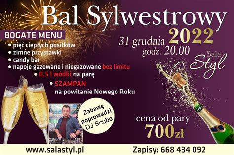 Bal Sylwestrowy 2022 Sala Styl