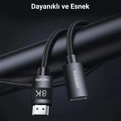 Ugreen 8K 60HZ Örgülü HDMI 2 1 Uzatma Kablosu 1 Metre