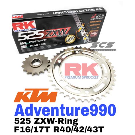 RK Sprocket Set KTM Adventure 990 GB ZXW W Ring Black Gold Blue 525