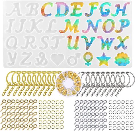 Kit De Moldes De Resina Para Llavero De Letras Del Alfabeto Moldes De