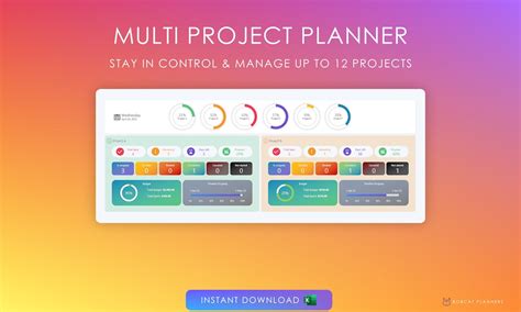 Multi Project Planner Management Dashboard Excel Template Etsy Uk