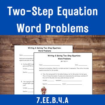 Two Step Equation Word Problems By Exhausted Th Grade Math Teacher