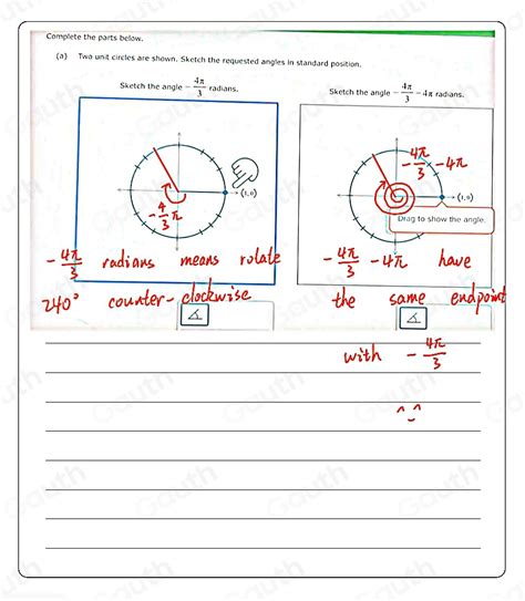 Solved Complete The Parts Below A Two Unit Circles Are Shown