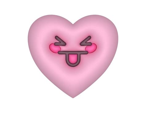 3d Pink Cute Heart Emoji Tongue Out 28115427 PNG