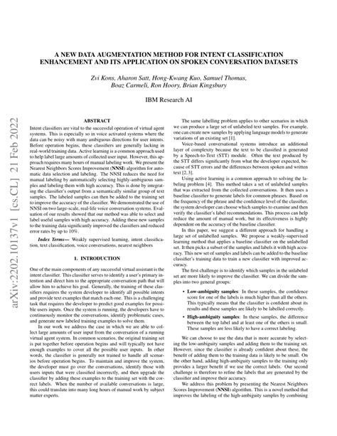 pdf a new data augmentation method for intent classification enhancement and its application