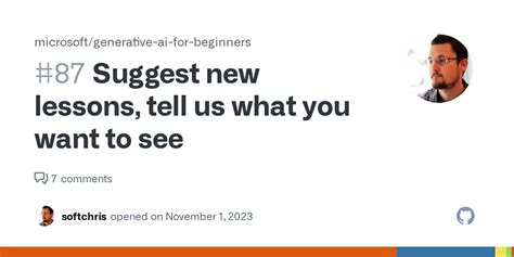 Suggest New Lessons Tell Us What You Want To See Issue 87