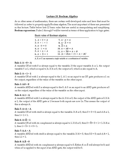 lecture 33 boolean algebra pdf boolean algebra teaching mathematics