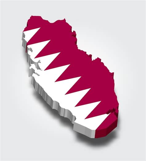 3d Qatar Mapa Con Bandera Vector Premium