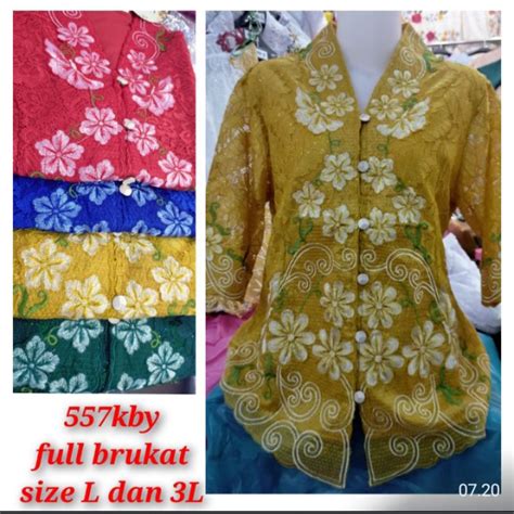 Jual Baju Atasan Wanita Model Kebaya Kancing Depan Bahan Full Brokat
