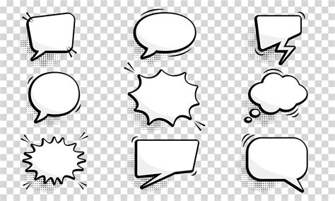Set Of Comic Speech Bubbles Cartoon Funny Speech Balloons On